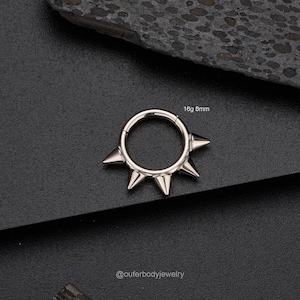 16G Implant Titanium Spike Septum Ring/nose Ring/daith Hoop/hinged ...