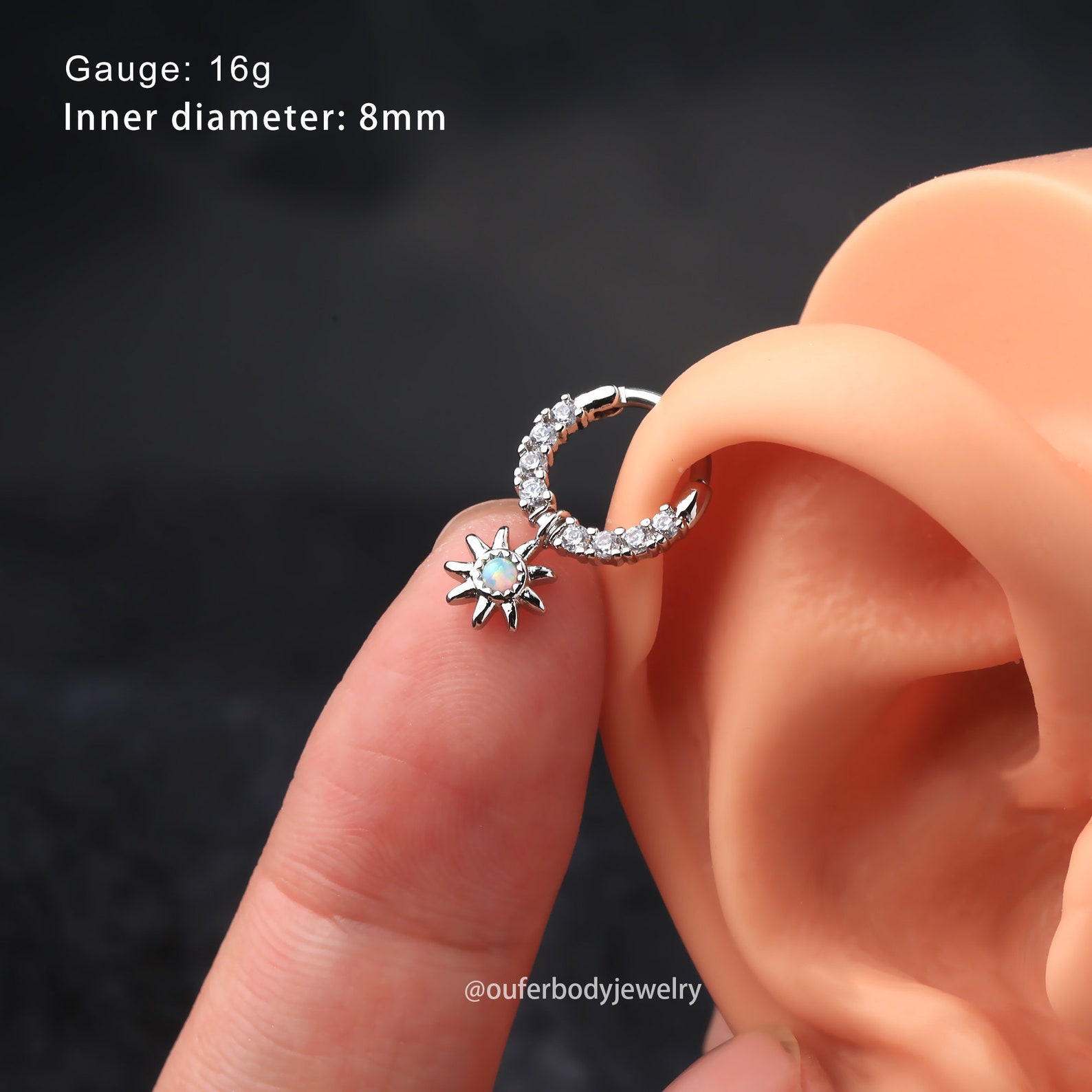 16G Sun Dangle Septum Hoop/septum Clicker/dangle Daith - Etsy