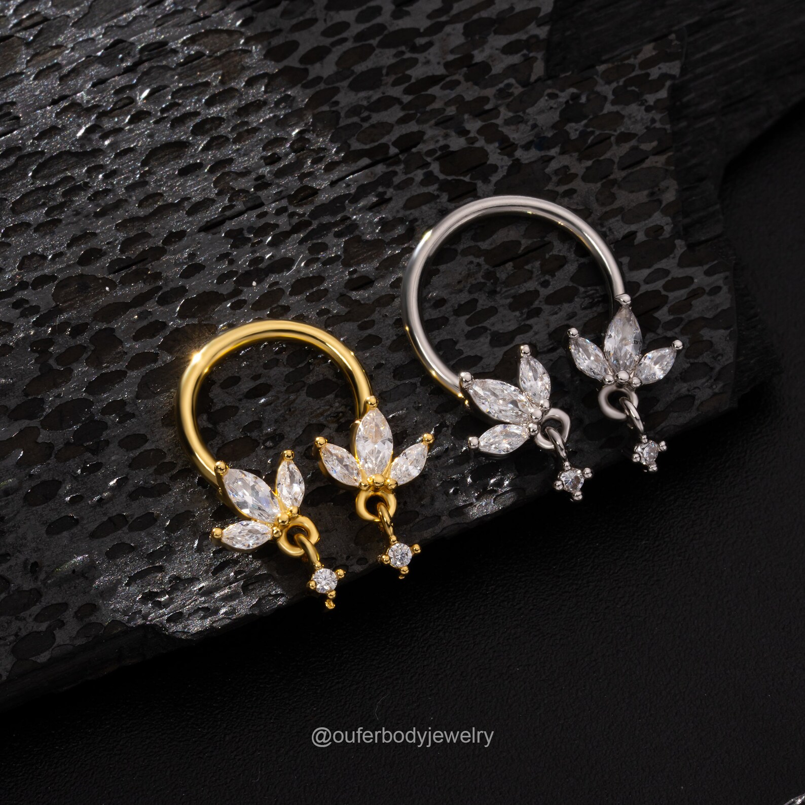16G Dangle Lotus Septum Ring/crown Horseshoe Barbell/daith Earrings ...