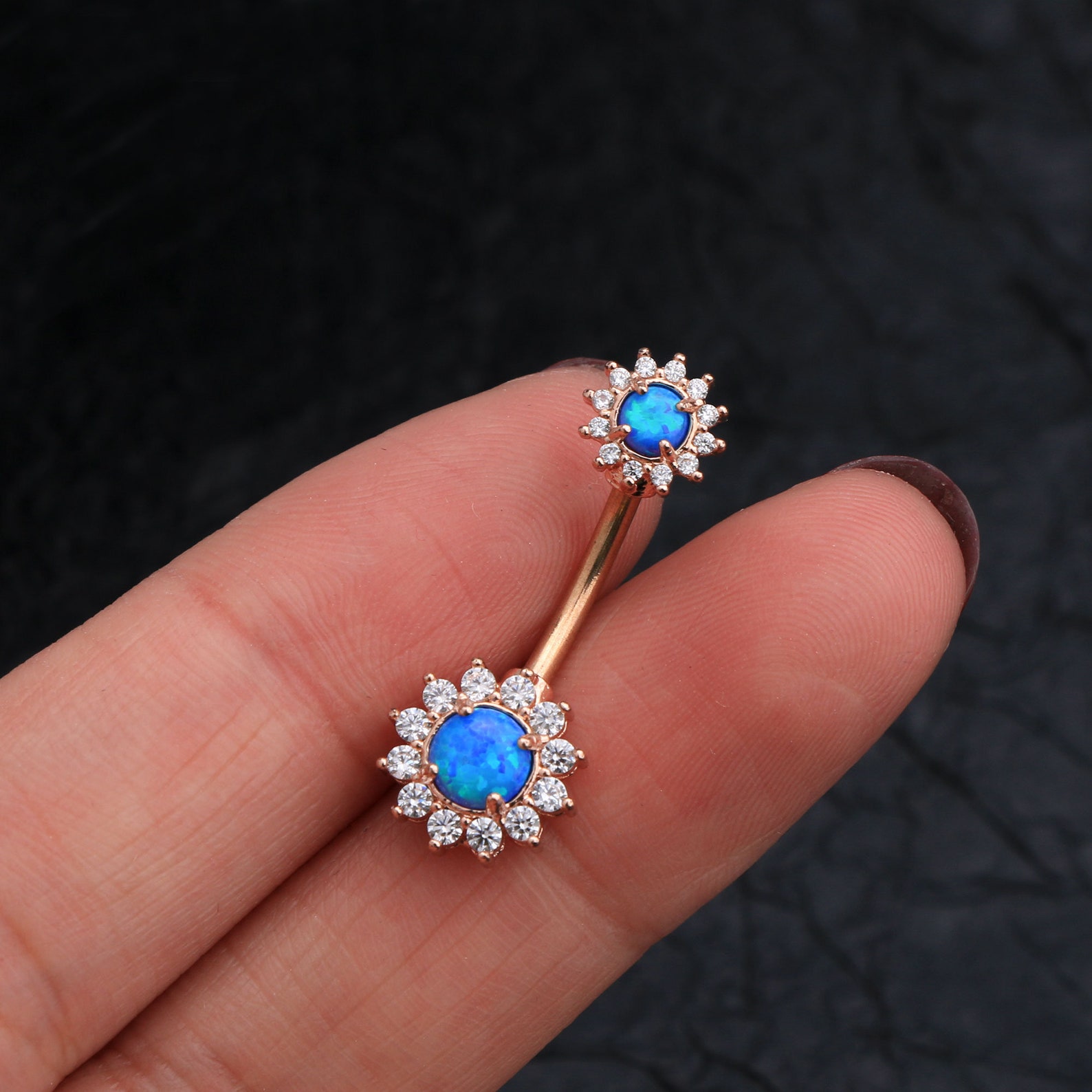 14G Surgical Steel Opal Navel Rings/belly Piercing/ CZ Navel - Etsy