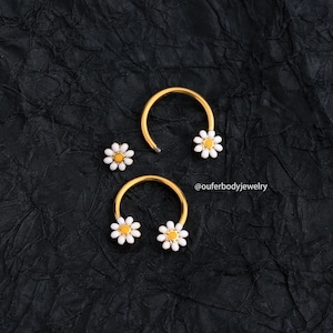16G Daisy Floral Septum Ring/cartilage Hoop/helix Hoop/daith Hoop/tragus Hoop/cartilage Earring ...