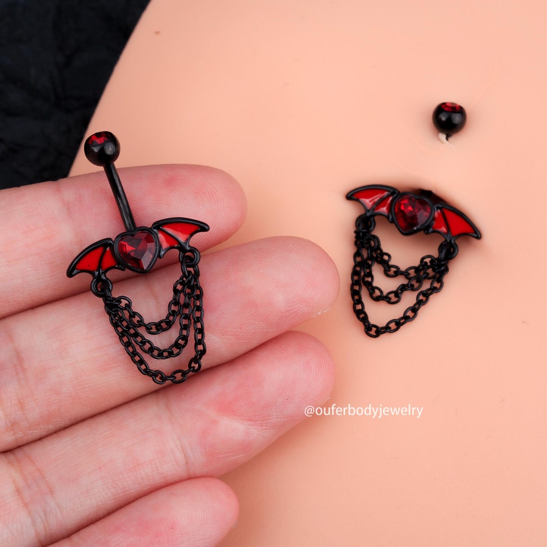 14G Bat Wing Halloween Belly Ring belly Button Ring belly Piercing belly Button Piercing navel Jewelry belly Jewelry navel Ring gift for Her Etsy Denmark