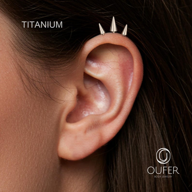 2PCS Titanium Spike Labret Earring-vertical Helix Piercing, Flat Back ...