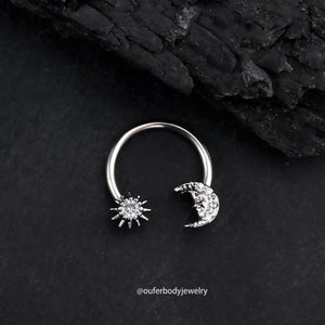 16G Sun & Star Septum Ring/daith Jewelry/cartilage Earring/helix Hoop ...