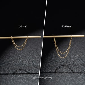 14K Solid Gold Dangle Chain Attachement/double Chain Piercing/gold ...