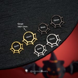 16G Spider Web Septum Ring Black Silver Gold Hoop Clicker/cartilage ...