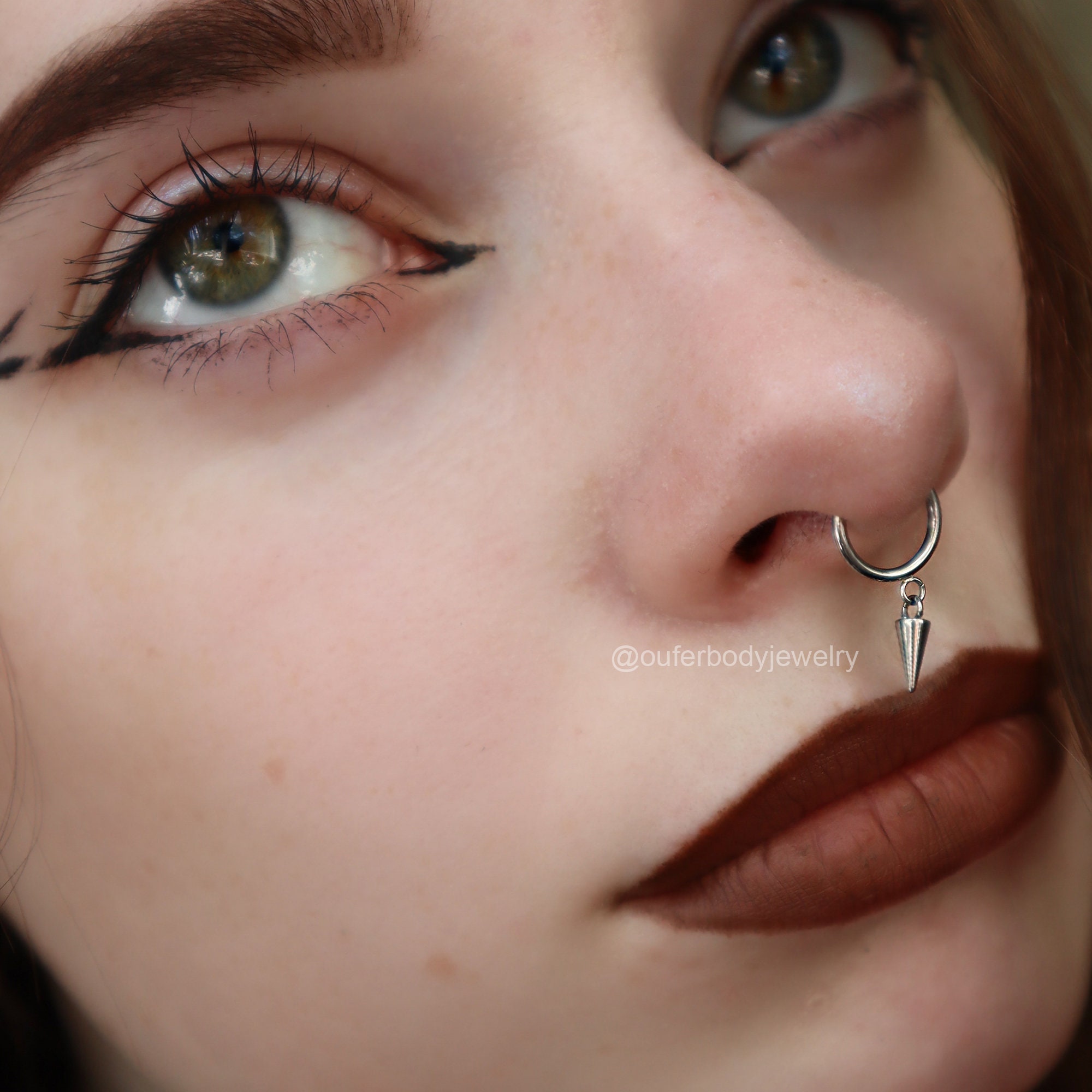 16G Huggie Spike Dangle Septum Ring/spike Hoops Earrings/silver Helix ...
