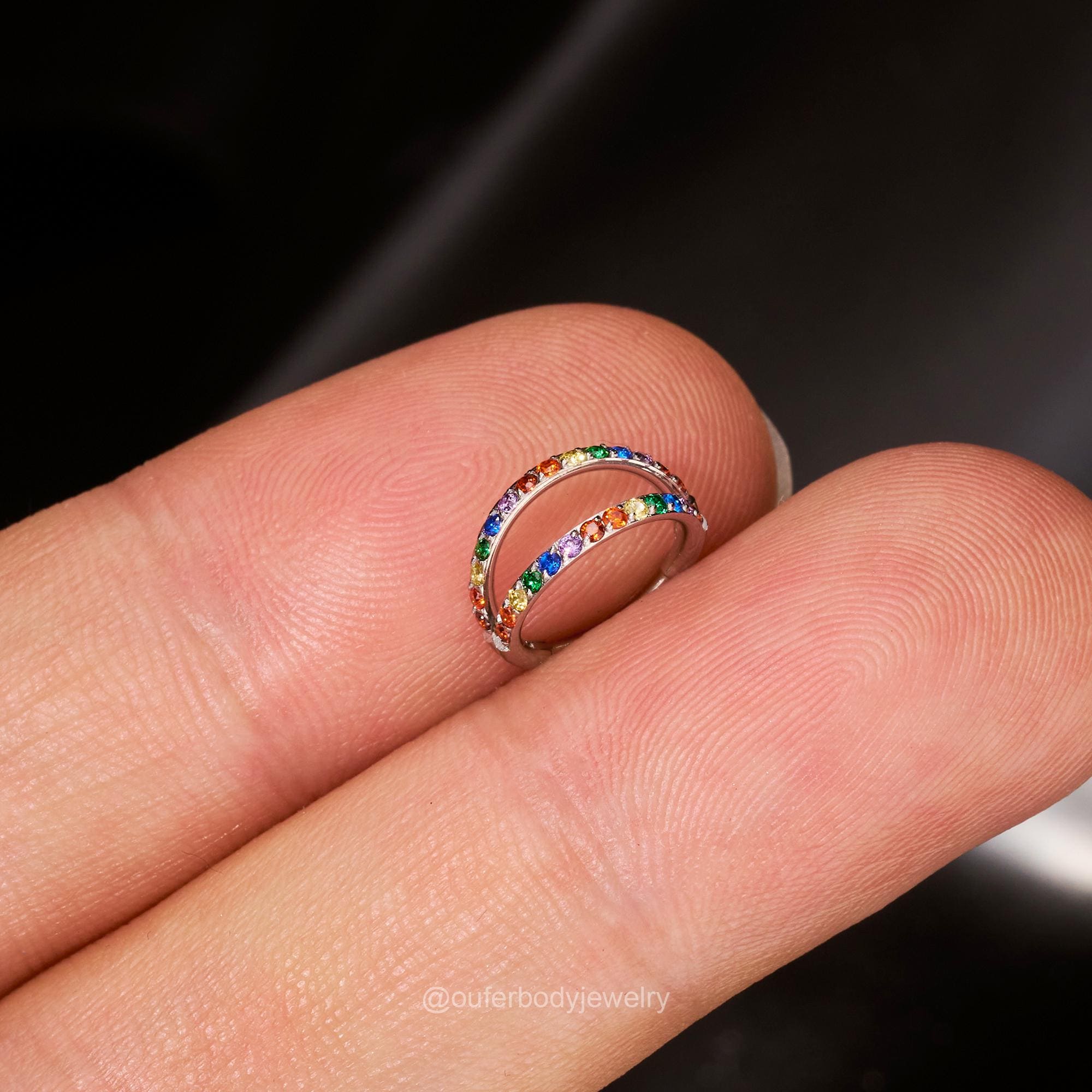 20G Double Rainbow CZ Nose Ring/septum Ring/cartilage Hoop/nose ...