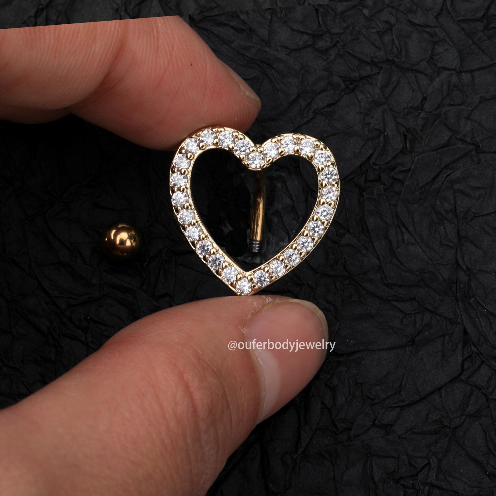 14G Gold Heart CZ Reverse Belly Ring/cz Sparkly Belly - Etsy
