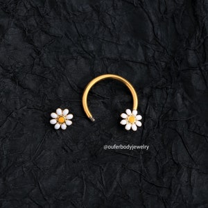 16G Daisy Floral Septum Ring/cartilage Hoop/helix Hoop/daith Hoop/tragus Hoop/cartilage Earring ...