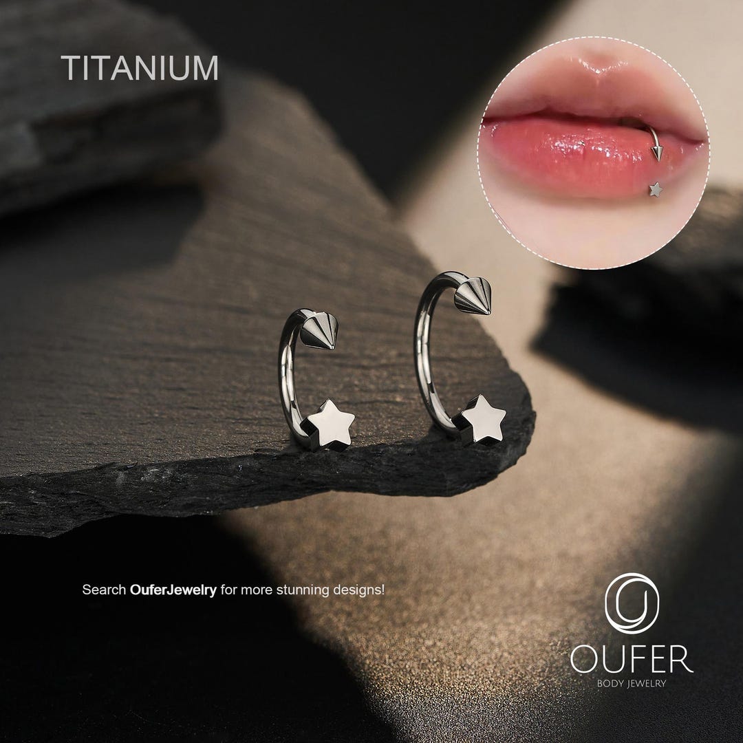 2PCS 16G Titanium Star/spike Lip Ring, Snake Bite Jewelry, Eyebrow ...