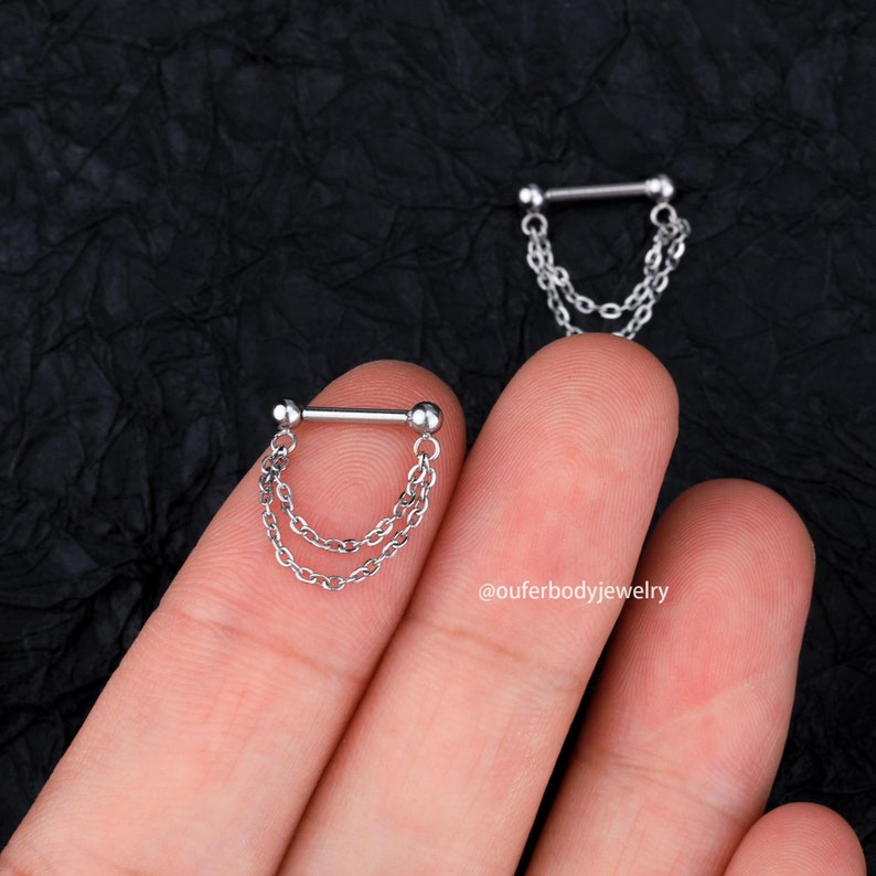 16G Threadless End Septum Chain/cartilage Earring/helix - Etsy