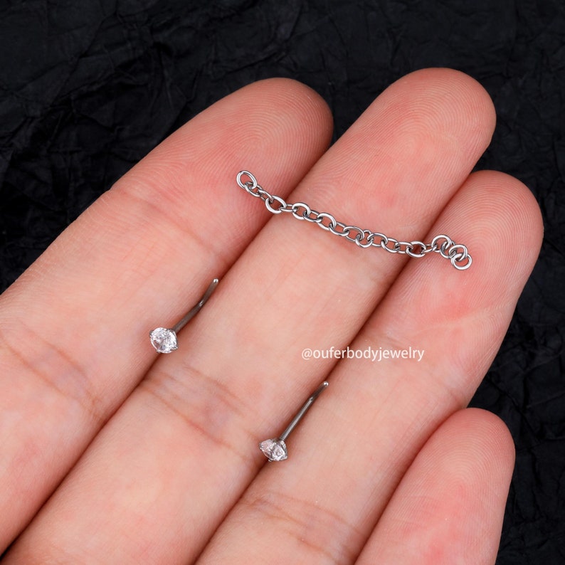 20G Chain Double Nose Stud/nose Piercing/nose Chain/nose - Etsy