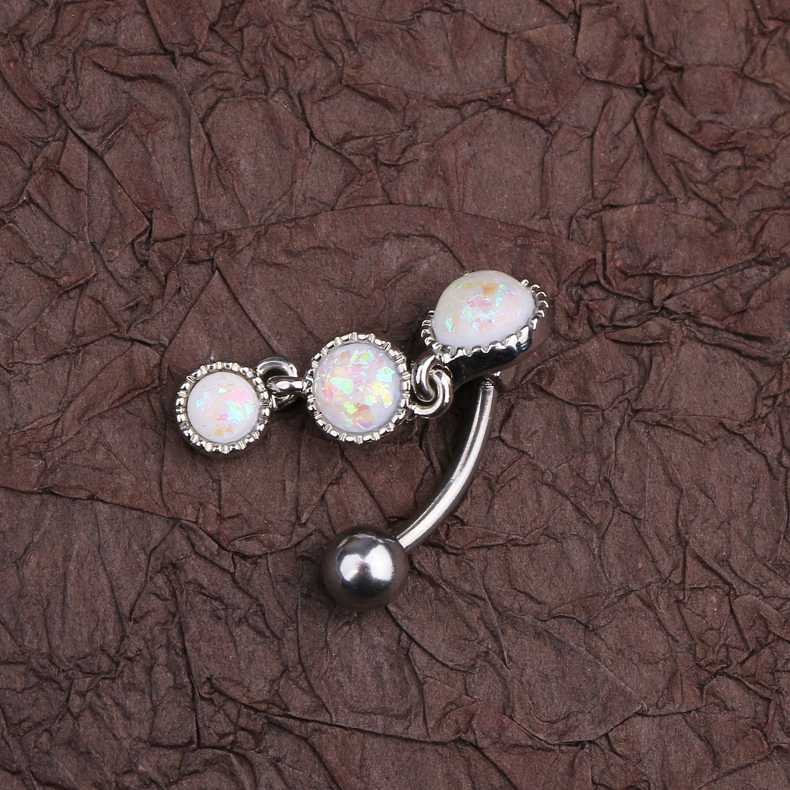 14G Surgical Steel Reverse Belly Ring/opal Belly Ring/navel - Etsy