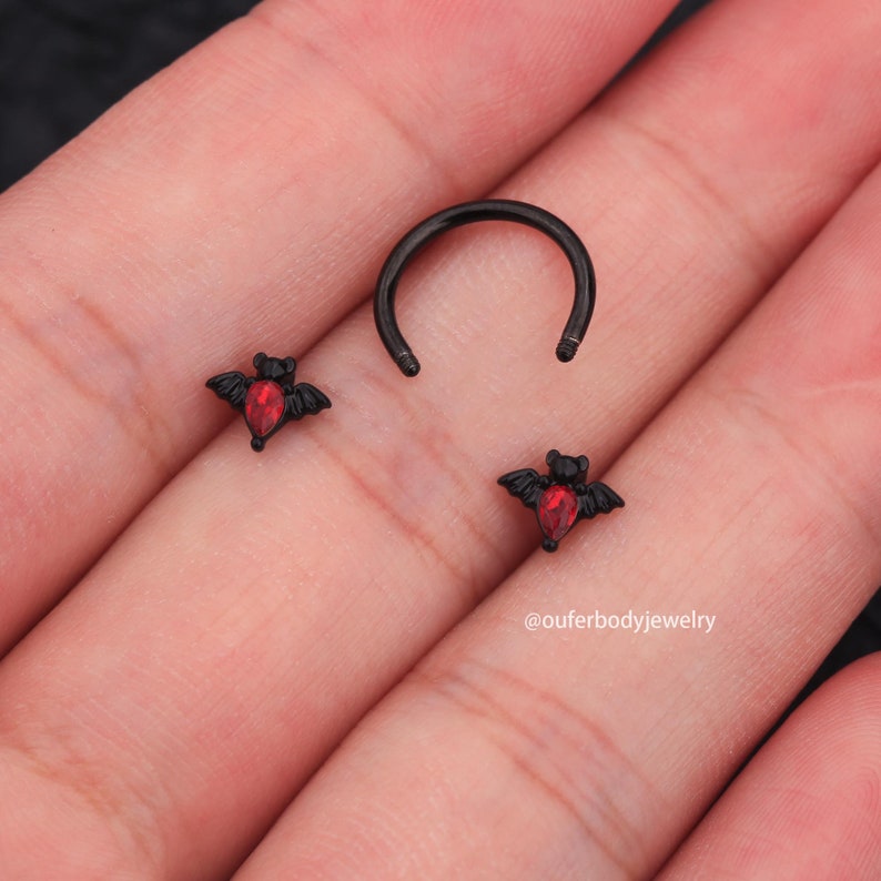 16G Bat Horseshoe Septum Ring/daith Ring/conch Hoop/cartilage - Etsy