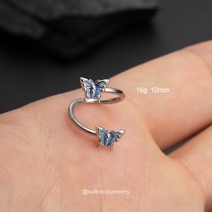 16G Spiral Butterfly Helix Earring/cartilage Earrings/conch Earring/lip ...