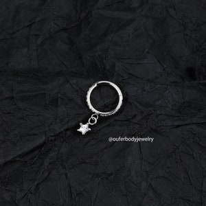 16G CZ Dangle Star Daith Hoop/cartilage Hoop/helix Hoop/huggie Hoop ...