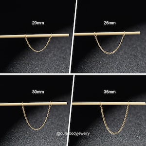 14K Solid Gold Dangle Chain Attachement/double Chain Piercing/gold ...