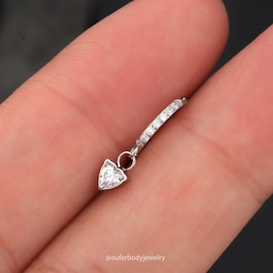 20G 18G Dangle Heart Nose Ring/cartilage Hoop Earrings/minimalist ...