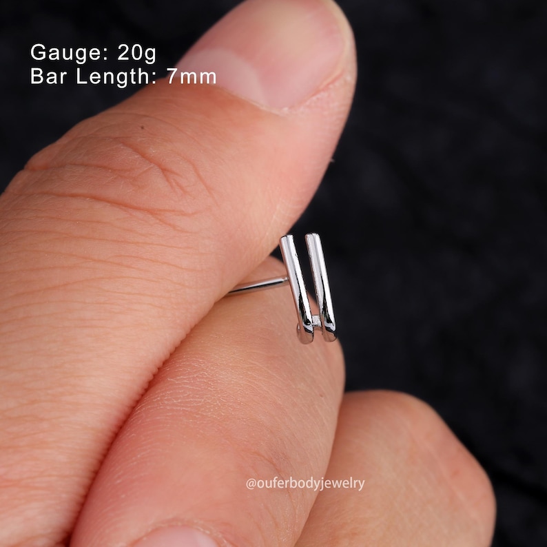 20G L Shape Double Nose Studs/cz Nose Ring/nose Jewelry/nose - Etsy