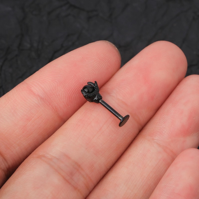 16G Dragon Claws Opalite Labret Ring/stainless Steel Lip Stud/ - Etsy