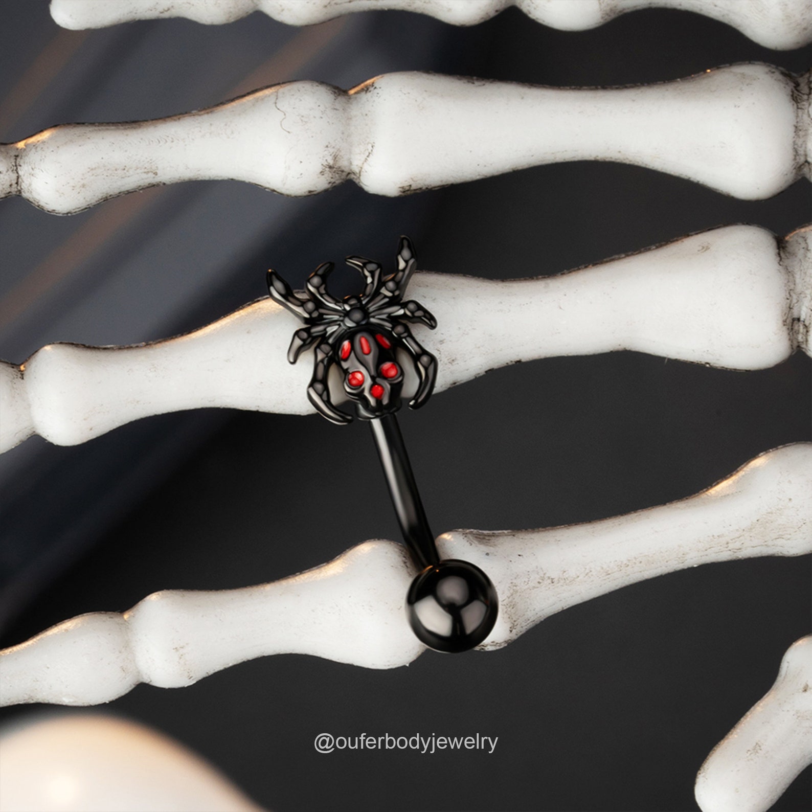 16G Skull Head Spider Curved Rook Earring/eyebrow Ring/vertical Labret ...