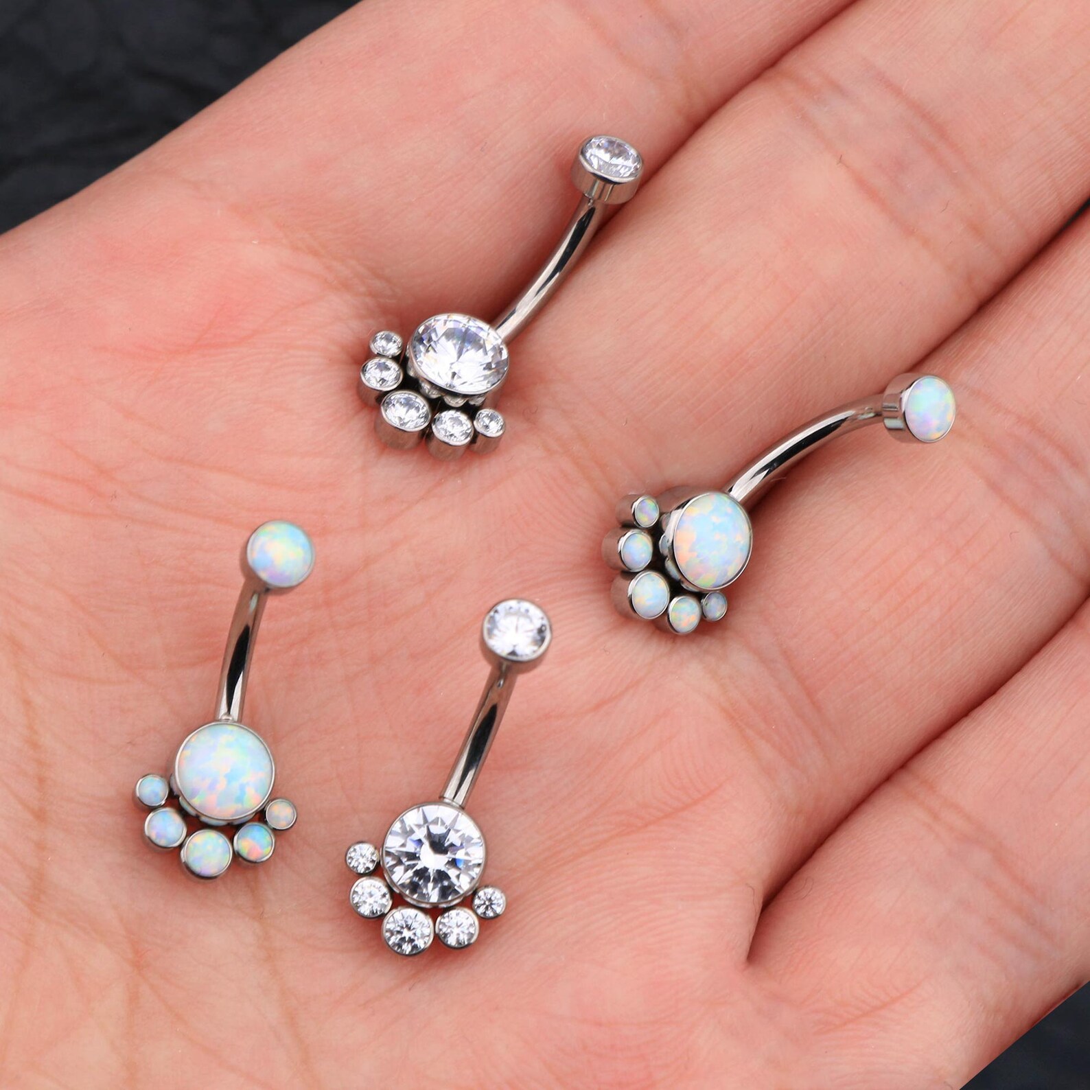 14G Titanium Navel Ring CZ and Opal Paw Belly Button | Etsy