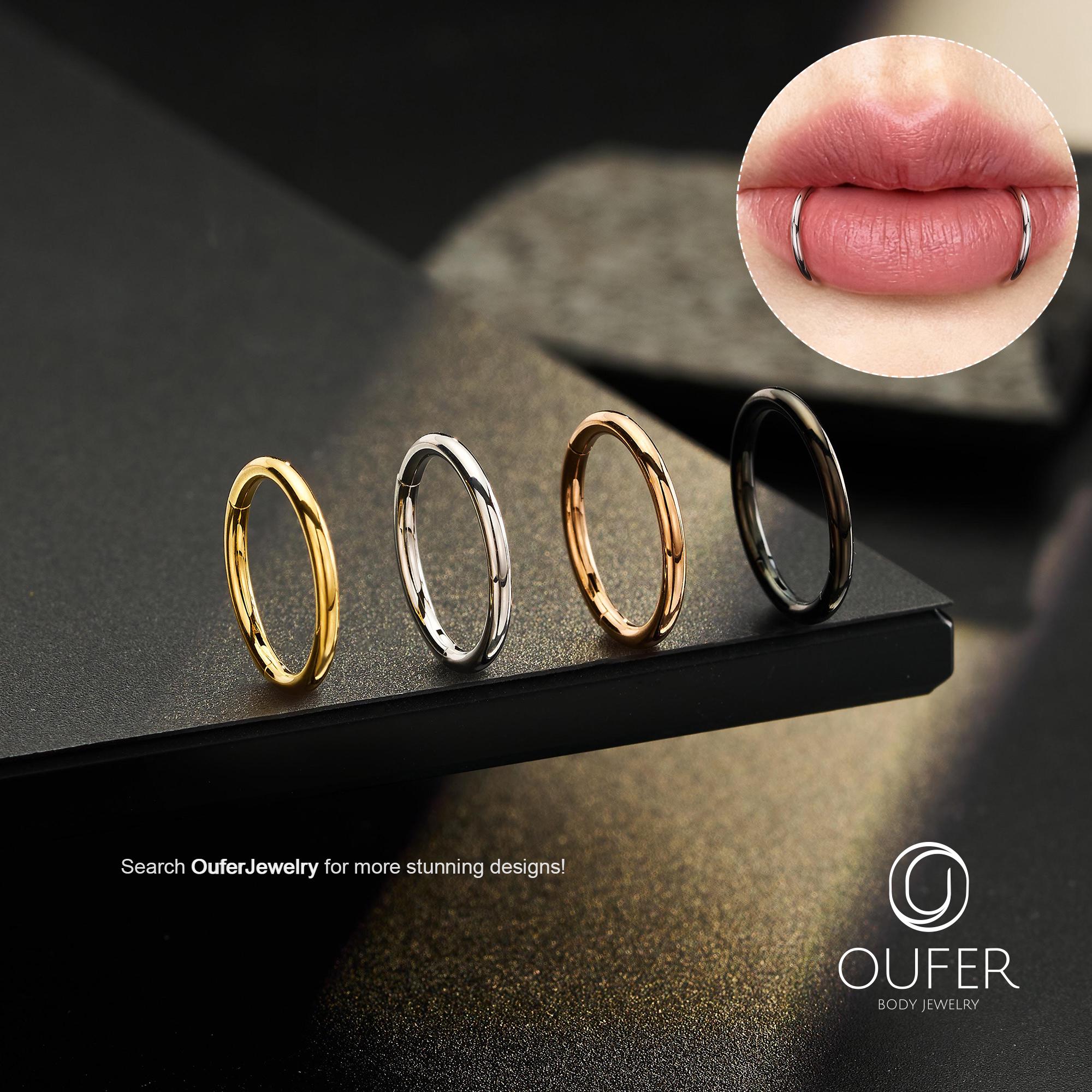 2PCS 16G Titanium Minimalist Hoop Lip Ring, Snake Bite Piercing, Lip ...