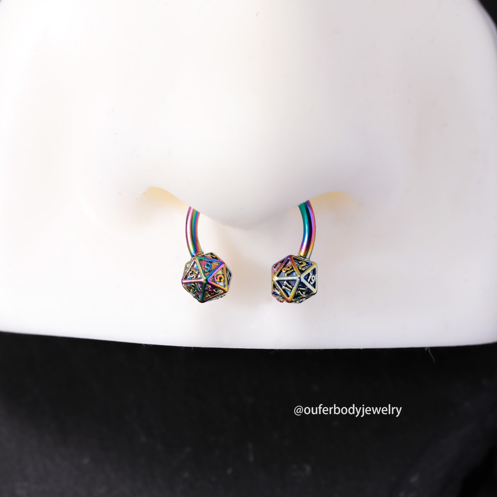 16G DND Dice Internally Threaded Septum Ring/horseshoe Ring/d20 Septum ...