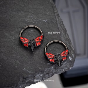 16G Skull Bird Septum Ring/dead Moth Hinged Segment Septum Jewelry ...