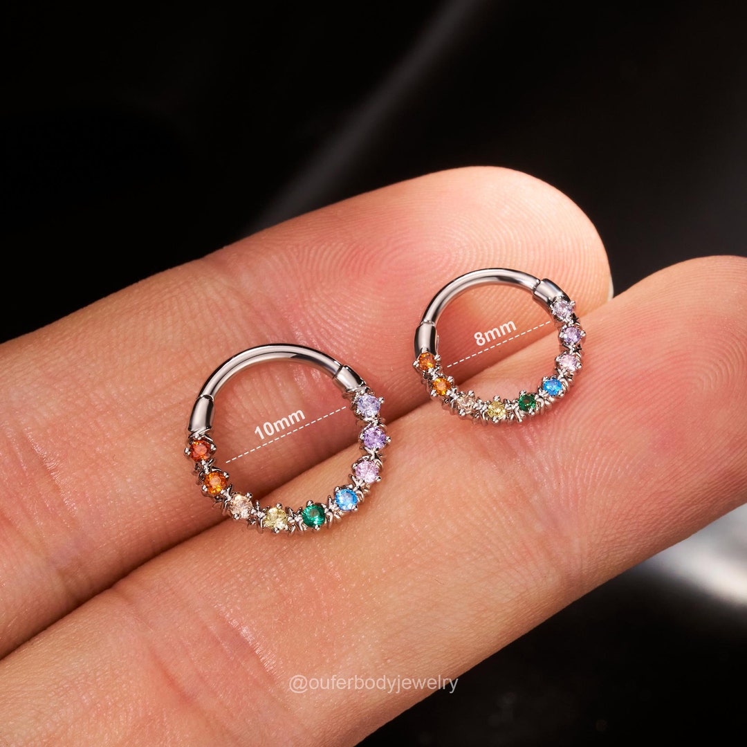 16G Colorful CZ Daith Hoop Earring/cartilage Piercing/septum Jewelry ...