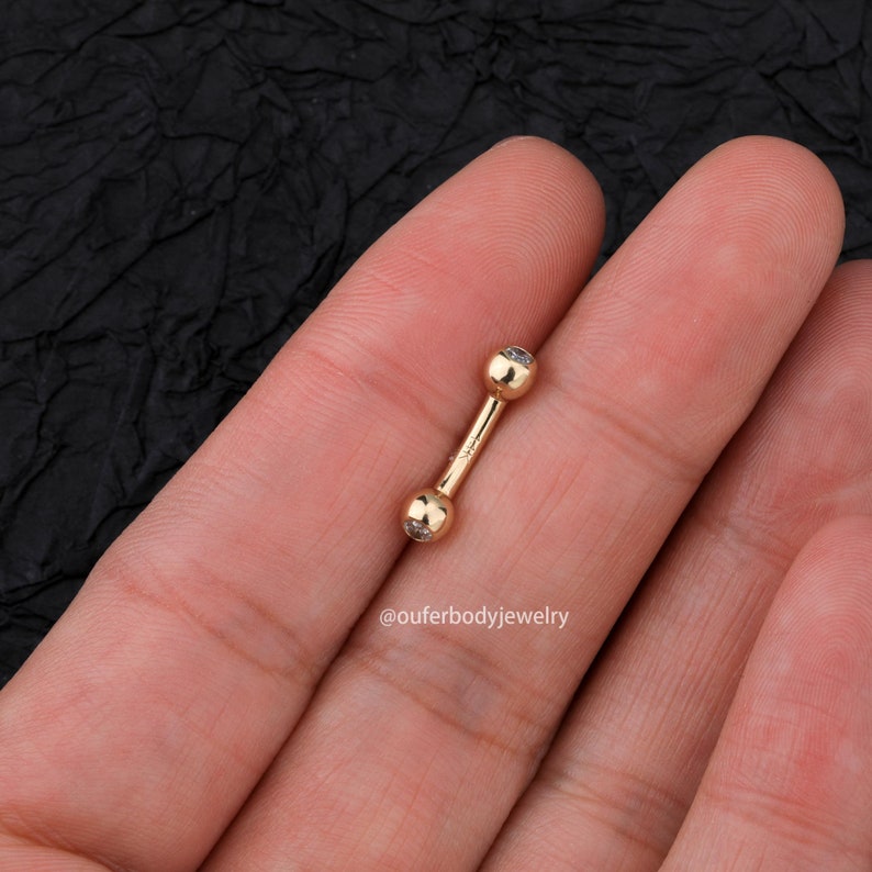 14k Gold Belly Button Ring/14g Navel Piercing/round Shape Two - Etsy