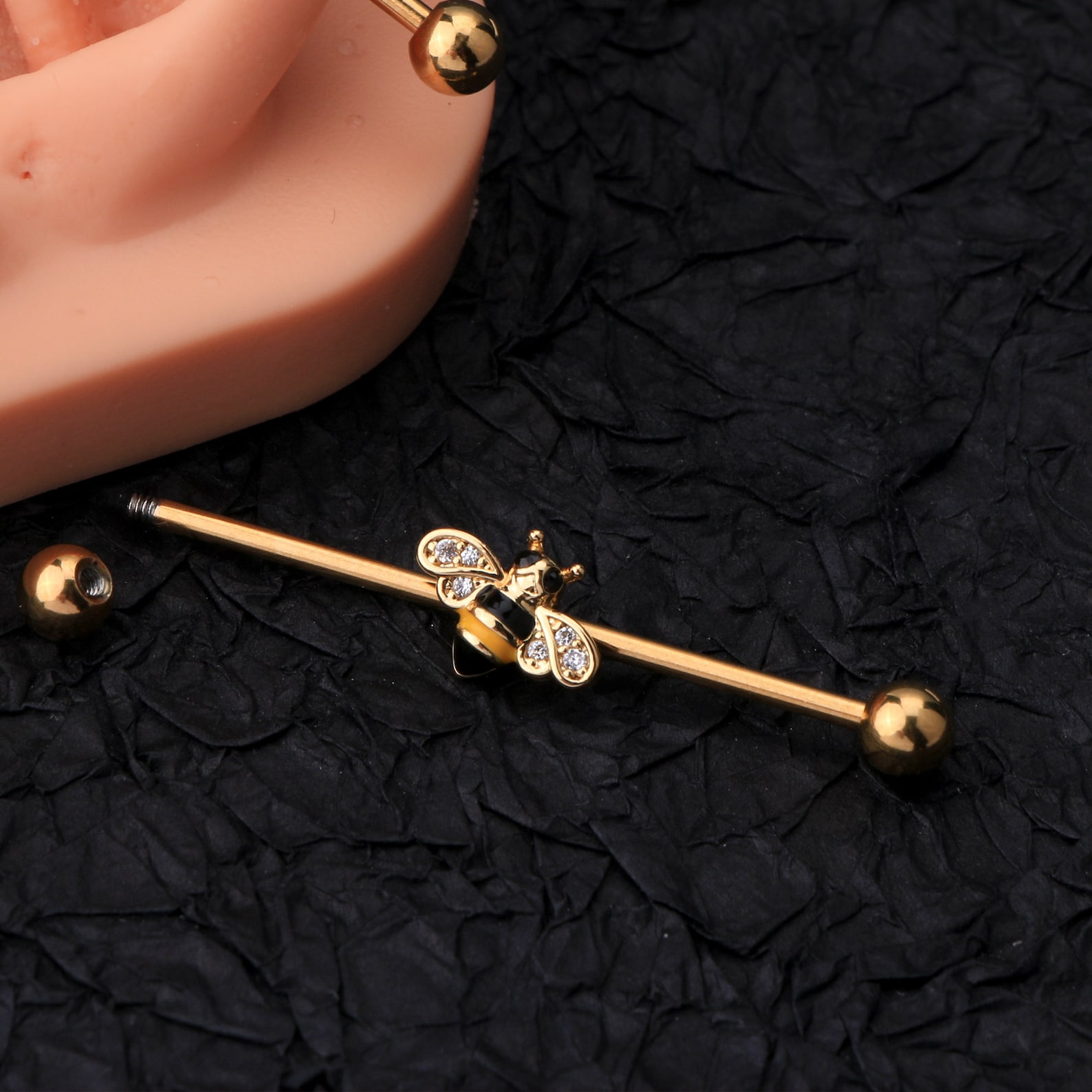 14G Golden Bee Industrial Barbell/industrial Piercing - Etsy