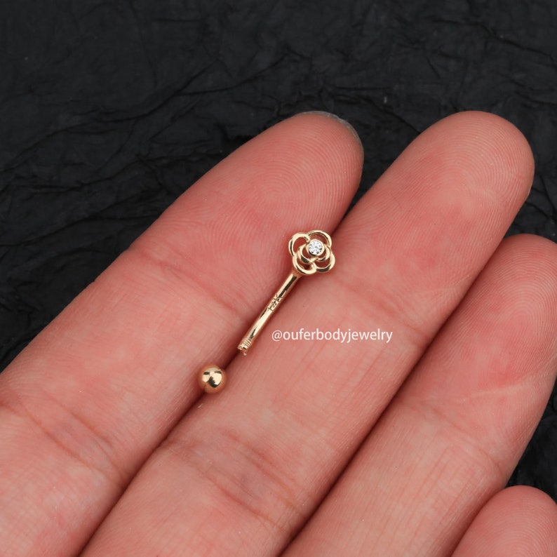 14K Solid Gold Flower Rook Earring/eyebrow Ring/rook - Etsy