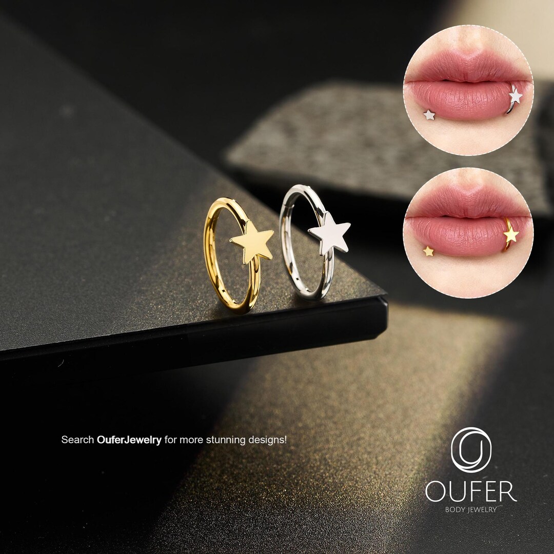 2PCS 16G Star Lip Ring, Snake Bite Jewelry, Lip Piercing, Cartilage ...