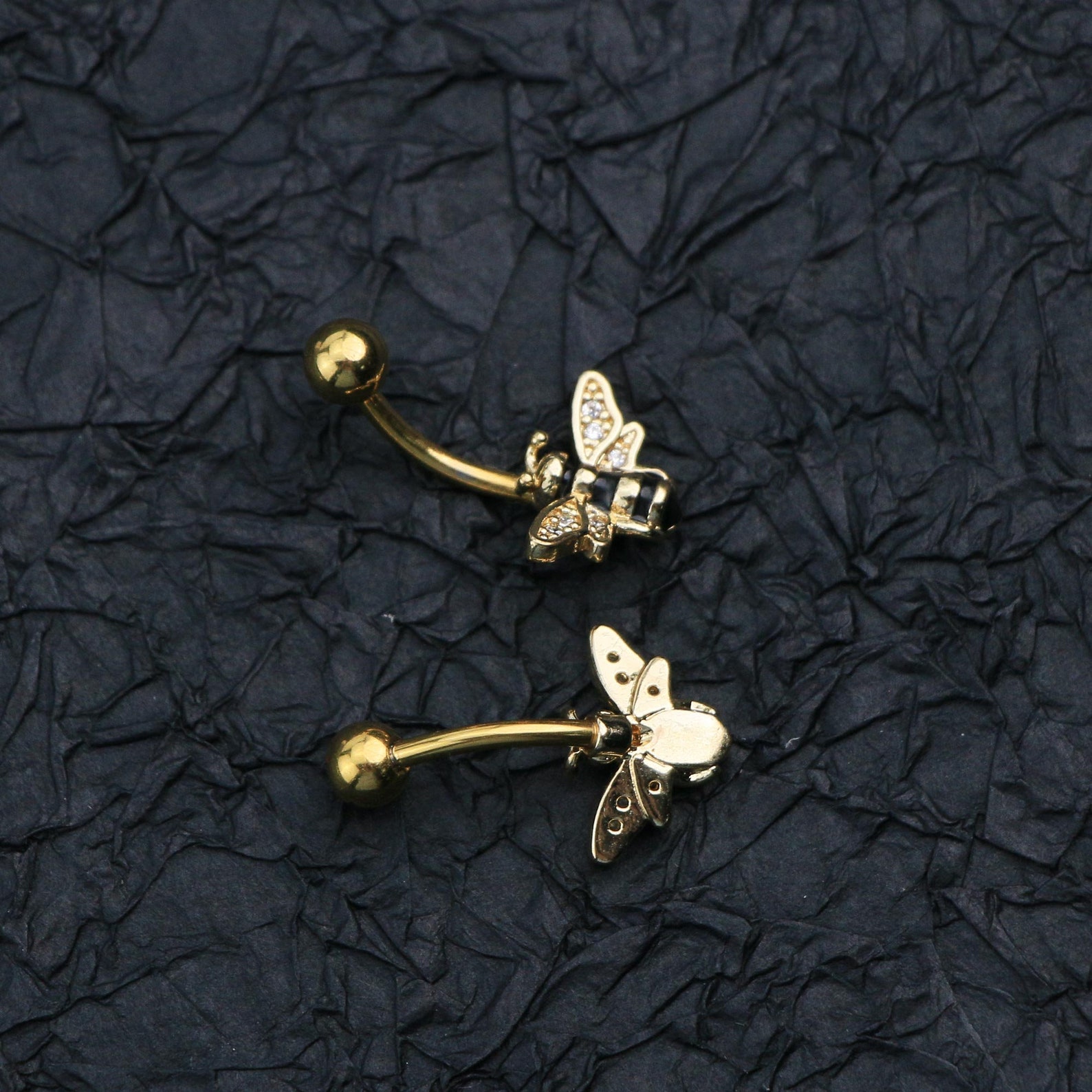 14G Bee Belly Button Ring/cz Belly Jewelry/navel Ring/navel - Etsy