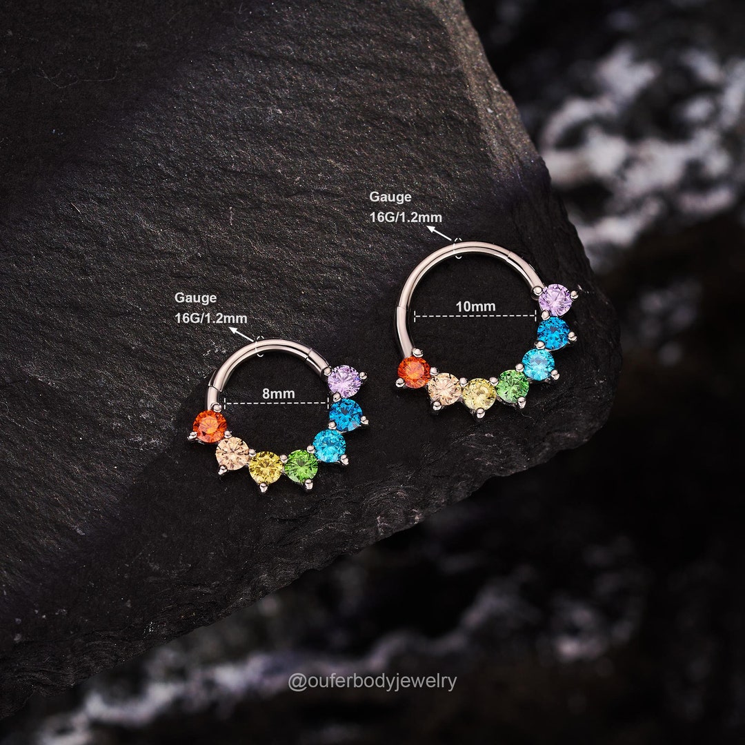 16G Colorful CZ Daith Hoop Earring/cartilage Piercing/septum Jewelry ...