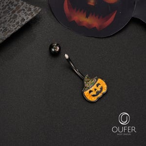 Glitter Pumpkin Belly Button Ring – 14G Halloween Navel Jewelry | Jack ...