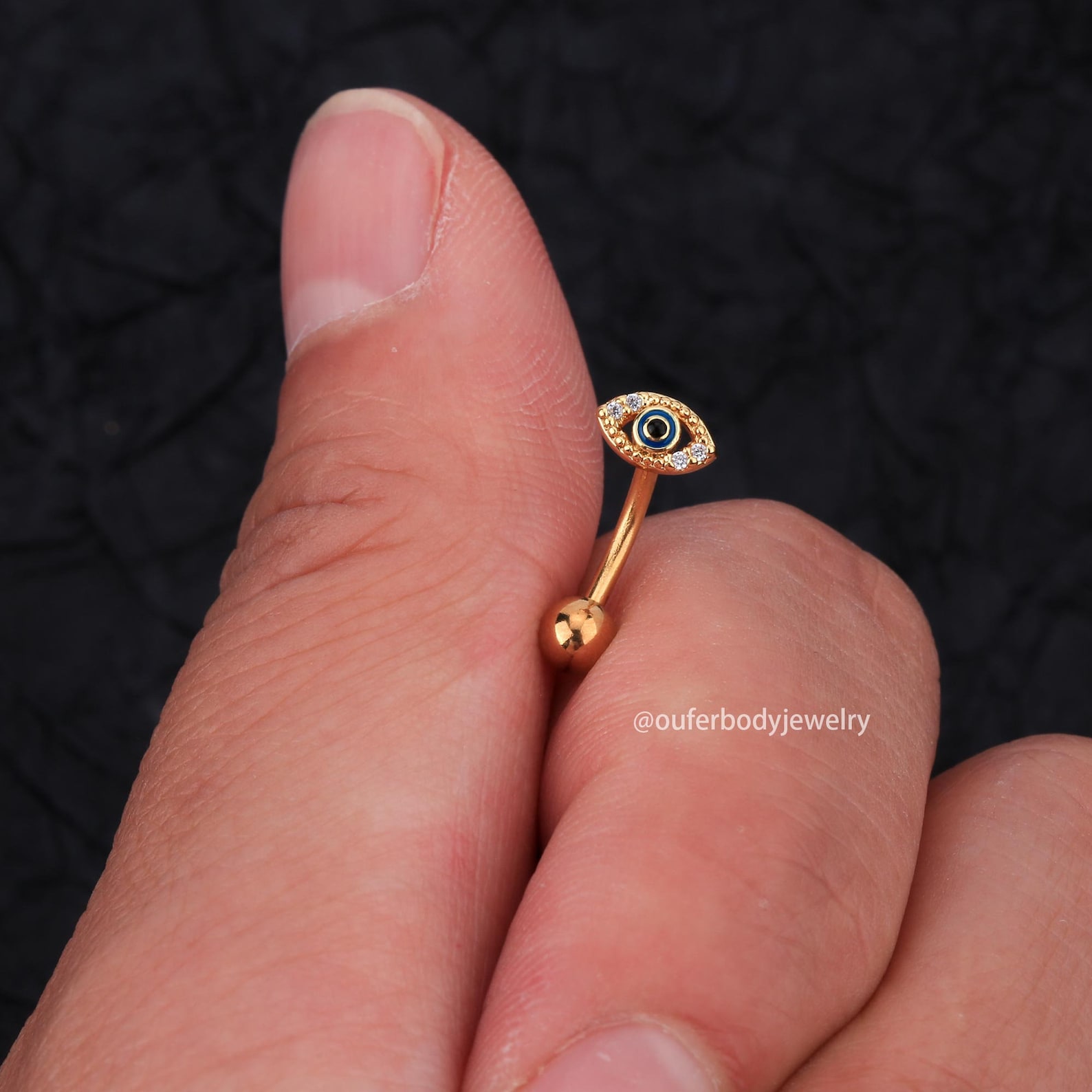 16G Evil Eye Eyebrow Ring/rook Barbell/curved Barbell/rook - Etsy