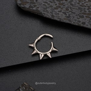 16G Implant Titanium Spike Septum Ring/nose Ring/daith Hoop/hinged ...