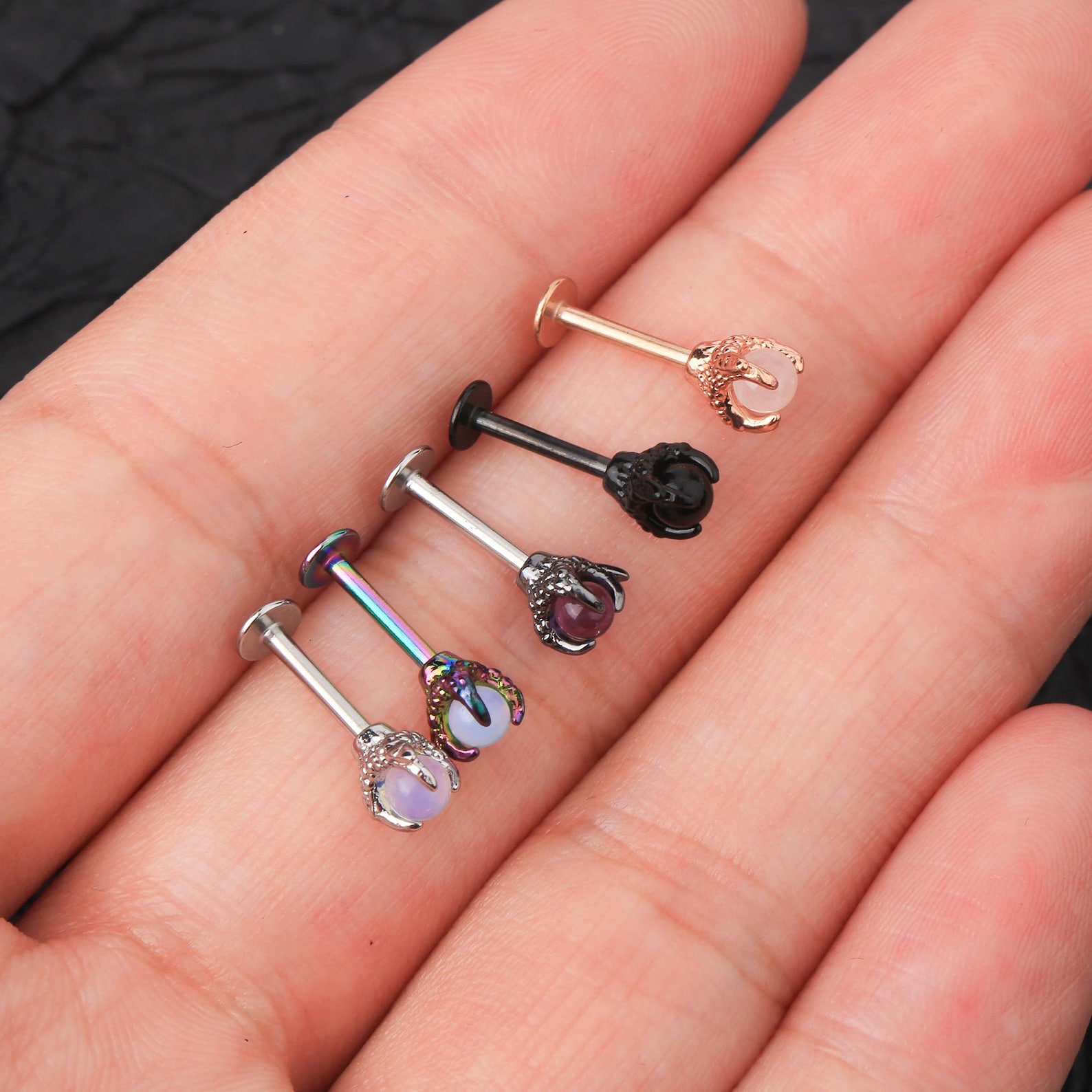 16G Dragon Claws Opalite Labret Ring/stainless Steel Lip Stud/ - Etsy