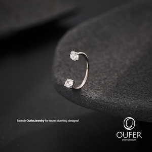 20G 18G Push Pin Clear CZ Horseshoe Nose Ring/threadless Half Hoop Nose ...