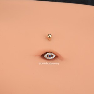 14K Solid Gold Evil Eye Eyebrow Ring/rook Barbell/curved Barbell/rook ...