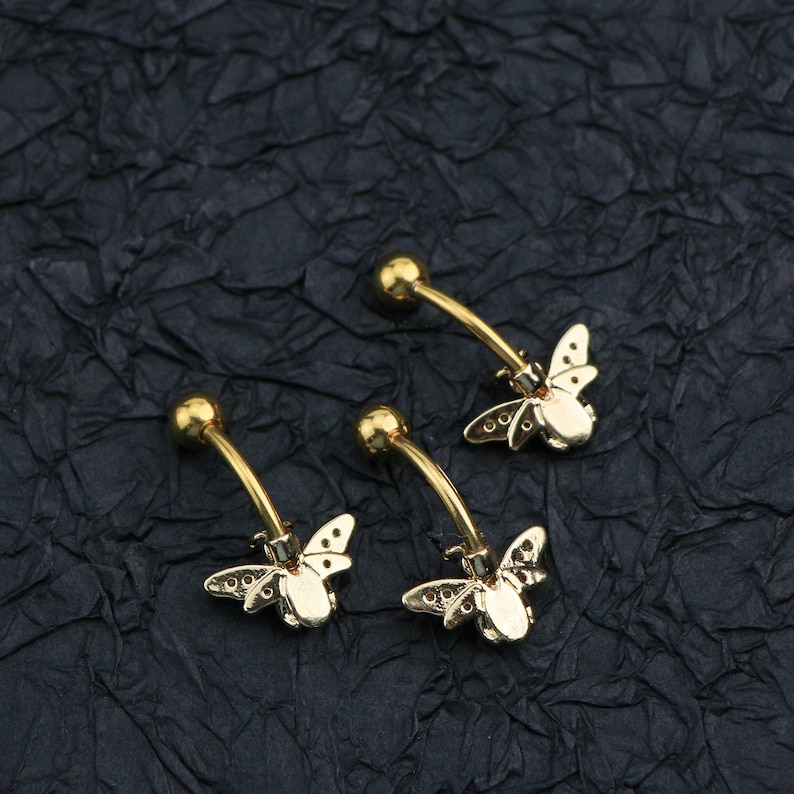 14G Bee Belly Button Ring/cz Belly Jewelry/navel Ring/navel - Etsy
