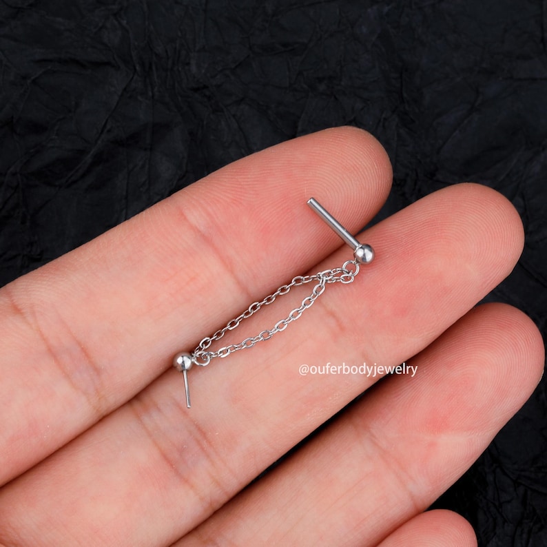 16G Threadless End Septum Chain/cartilage Earring/helix - Etsy