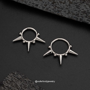 16G Implant Titanium Spike Septum Ring/nose Ring/daith Hoop/hinged Clicker Hoop/punk Triple ...