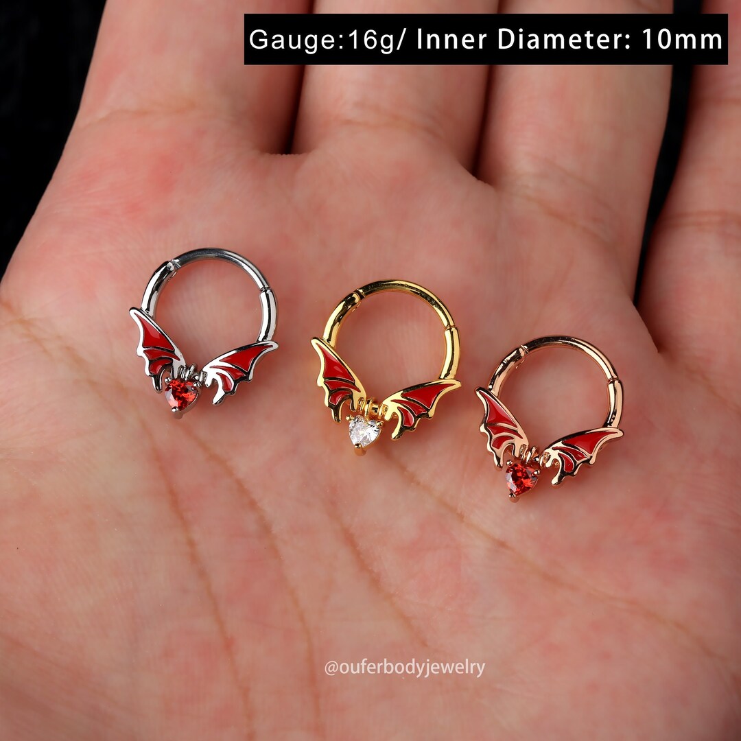 16G Bat Spooky Septum Ring/daith Hoop/conch Hoop/tragus - Etsy