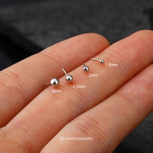 14K White Gold Solid Ball Threadless Push in Labret Stud Earrings ...