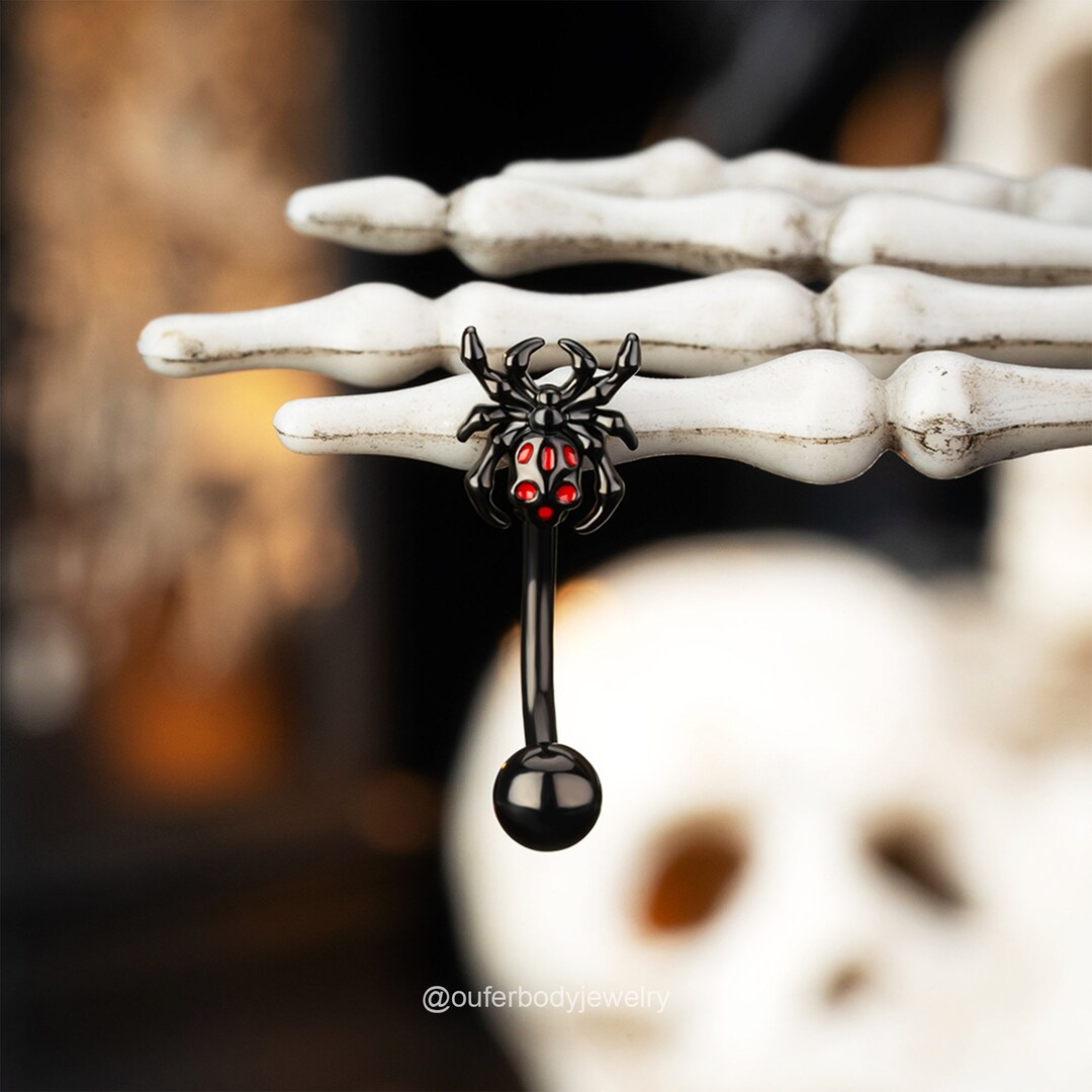 16G Skull Head Spider Curved Rook Earring/eyebrow Ring/vertical Labret ...