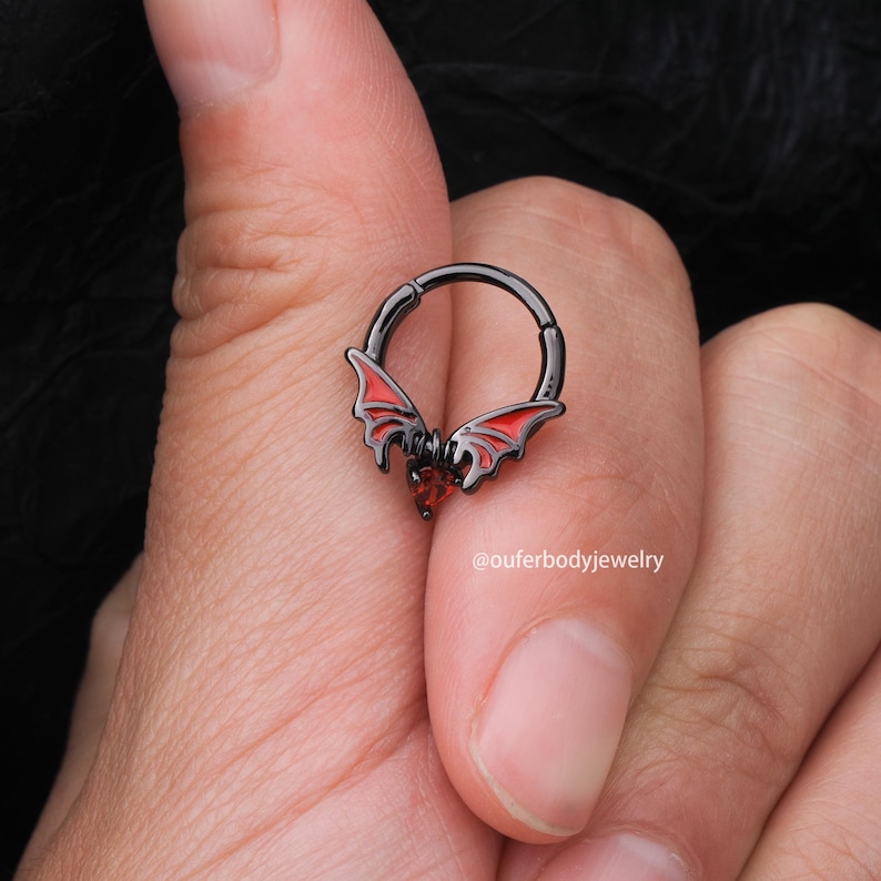 16G Bat Halloween Septum Ring/daith Hoop/conch Hoop/tragus - Etsy